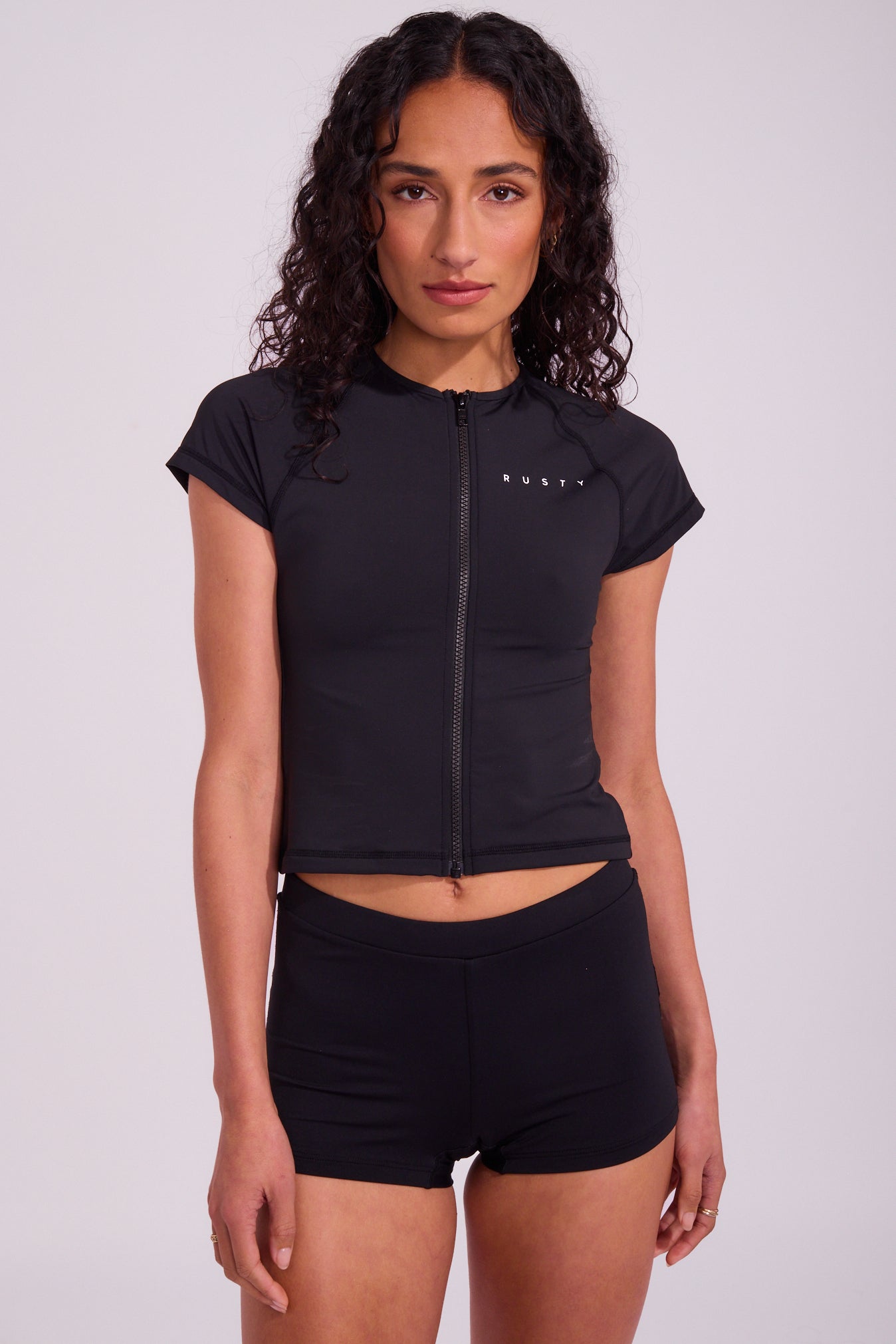 Essentials Short Sleeve Zip Through Rash Vest | North Beach